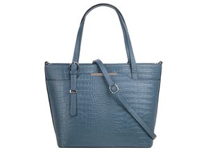 4260543054724 - Henkeltasche CLUTY Damen Gr B H T 35cm x 28cm x 12cm onesize blau Leder Reptilienprägung Taschen echt Leder Made in Italy