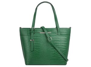 4260543054656 - Henkeltasche CLUTY Damen Gr B H T 35cm x 28cm x 12cm onesize grün Leder Reptilienprägung Taschen echt Leder Made in Italy