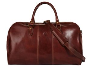 4260405127696 - Reisetasche PIKÉ CALABRIA GRANDE Gr B H T 53cm x 40cm x 23cm onesize braun Leder beschichtet glänzend Taschen echt Leder Made in Italy