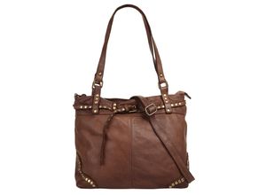 4260543040109 - Shopper SAMANTHA LOOK Damen Gr B H T 33cm x 26cm x 12cm onesize braun (cognac) Leder unifarben Taschen echt Leder Made in Italy