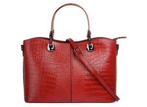 4260543049461 - Henkeltasche CLUTY Damen Gr B H T 32cm x 22cm x 11cm onesize rot Leder Reptilienprägung Taschen echt Leder Made in Italy