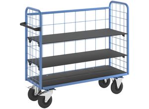 4054666026870 - eurokraft pro Etagenwagen mit Gitterwänden 3-seitig Länge 1380 mm inkl 2 Etagenböden