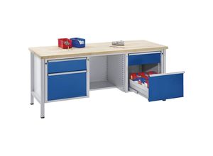 4014641010751 - Werkbank Gestellbauweise Serie V Schubladen 2 x 180 mm 2 x 360 mm ½ Ablageboden Buche massiv Vollauszug ANKE
