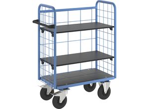 4054666026832 - eurokraft pro Etagenwagen mit Gitterwänden 3-seitig Länge 910 mm inkl 2 Etagenböden