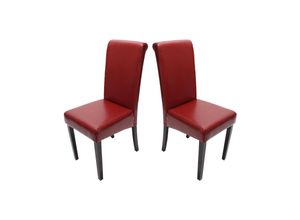 4057651062280 - 2er-Set Esszimmerstuhl Lecce II Leder ~ rot dunkle Beine