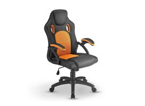 4260565521761 - Racing Schreibtischstuhl Montreal - ergonomisch höhenverstellbar & gepolstert bis 120 kg - Bürostuhl Drehstuhl pc Gaming Stuhl - orange - Juskys