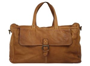 4260543048716 - Reisetasche CLUTY Gr B H T 48cm x 32cm x 21cm onesize braun (cognac) Leder leicht glänzend unifarben Taschen echt Leder Made in Italy