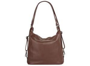 4260543057718 - Shopper SAMANTHA LOOK Damen Gr B H T 31cm x 29cm x 11cm onesize braun Leder leicht glänzend unifarben Taschen echt Leder Made in Italy