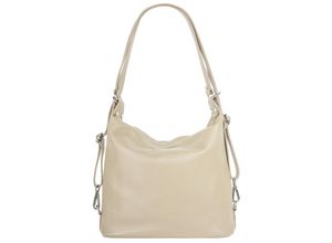 4260543057640 - Shopper SAMANTHA LOOK Damen Gr B H T 31cm x 29cm x 11cm onesize beige Leder leicht glänzend unifarben Taschen echt Leder Made in Italy