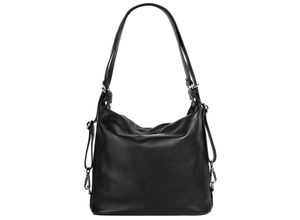 4260543057626 - Shopper SAMANTHA LOOK Damen Gr B H T 31cm x 29cm x 11cm onesize schwarz Leder leicht glänzend unifarben Taschen echt Leder Made in Italy