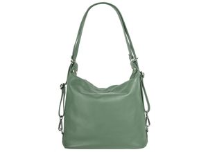 4260543057695 - Shopper SAMANTHA LOOK Damen Gr B H T 31cm x 29cm x 11cm onesize grün Leder leicht glänzend unifarben Taschen echt Leder Made in Italy