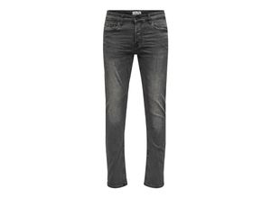 5713740398287 - - Schmal geschnittene Stretch-Jeans in verwaschenem Schwarz