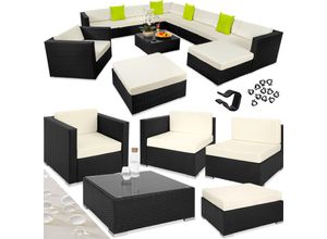 4061173125194 - tectake® Rattan Lounge mit Aluminiumgestell wetterfest und UV-beständig mit Sicherheitsglasplatte