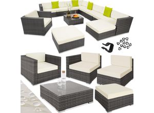 4061173125200 - tectake® Rattan Lounge mit Aluminiumgestell wetterfest und UV-beständig mit Sicherheitsglasplatte
