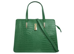 4260543053406 - Henkeltasche CLUTY Damen Gr B H T 36cm x 28cm x 8cm onesize grün Leder Reptilienprägung Taschen echt Leder Made in Italy