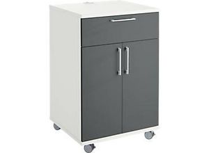 4251898827996 - Catering-Caddy mit Kühlschrankfach und Klappfach B 650 x T 600 x H 1000 mm ohne Kühlbox weiß grau