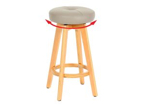 4057651624877 - Barhocker Boras Barstuhl Tresenhocker Holz Kunstleder drehbar ~ taupe helle Beine