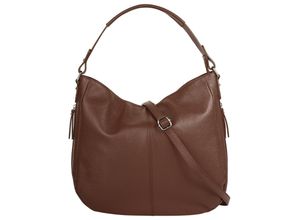 4260543057138 - Shopper CLUTY Damen Gr B H T 34cm x 31cm x 9cm onesize braun Leder leicht glänzend unifarben Taschen echt Leder Made in Italy