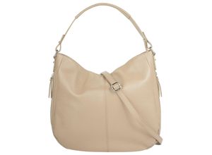 4260543057084 - Shopper CLUTY Damen Gr B H T 34cm x 31cm x 9cm onesize beige Leder leicht glänzend unifarben Taschen echt Leder Made in Italy