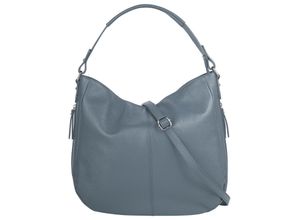 4260543057107 - Shopper CLUTY Damen Gr B H T 34cm x 31cm x 9cm onesize blau Leder leicht glänzend unifarben Taschen echt Leder Made in Italy
