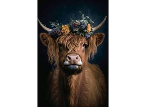4050743086072 - Glasbild FLOWER COW (BH 80x120 cm)