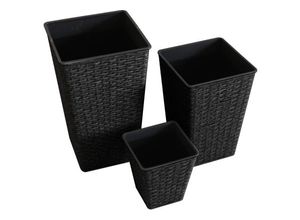 4036812129703 - Kynast Pflanztopf 3er Set eckig 20 35 45 cm Polyrattan schwarzbraun wetterfest