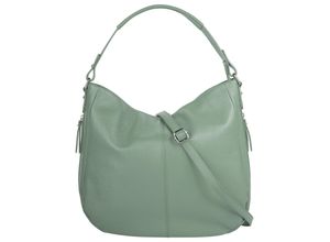 4260543057121 - Shopper CLUTY Damen Gr B H T 34cm x 31cm x 9cm onesize grün Leder leicht glänzend unifarben Taschen echt Leder Made in Italy