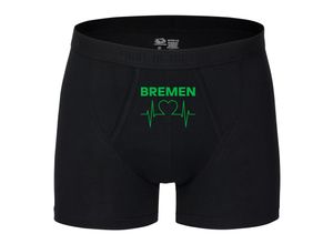 4068859172398 - multifanshop Herren Boxer Short - Bremen - Herzschlag - Druck grün - Unterwäsche