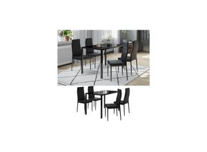 4066731338733 - Grand Metall moderne Essgruppe mit Esszimmertisch und 4 Essstühle Schwarz