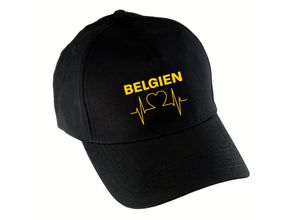 4068859291280 - multifanshop Baseballcap - Belgien - Herzschlag - Druck gelb - Mütze