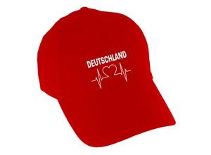 4068859266233 - multifanshop Baseballcap - Deutschland - Herzschlag - Druck weiß - Mütze