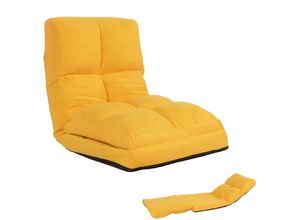 4057651823782 - Bodensessel MCW-N45 Schlafsessel Klappsessel Funktionssessel Schlaffunktion faltbar Stahlrahmen Samt ~ gelb