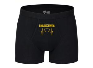 4068859201340 - multifanshop Herren Boxer Short - Braunschweig - Herzschlag - Druck gelb - Unterwäsche