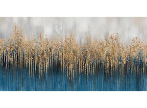 4050743058734 - Gemälde ABSTRAKT BLAU GOLD (LB 76x150 cm) LB 76x150 cm bunt Bild Kunstdruck Wandbild