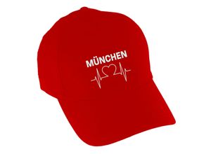 4068859116040 - multifanshop Baseballcap - München rot - Herzschlag - Druck weiß - Mütze