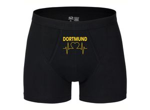 4068859187989 - multifanshop® Herren Boxer Short - Dortmund - Herzschlag - Druck gelb - Unterwäsche