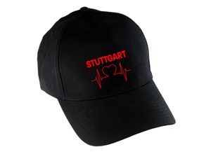 4068859118303 - multifanshop Baseballcap - Stuttgart - Herzschlag - Druck rot - Mütze