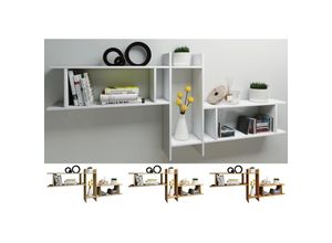 4051814355264 - Holzregal hängend platzsparendes Regal Maße H 80 x B 188 x T 20 cm Elegantes Regal hängend Aufbewahrungsregal Bücherregal Wandboard - Sirola Maxi