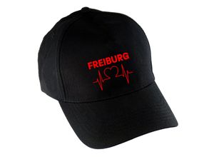 4068859108045 - multifanshop Baseballcap - Freiburg - Herzschlag - Druck rot - Mütze
