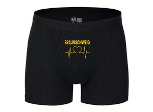 4068859201333 - multifanshop Herren Boxer Short - Braunschweig - Herzschlag - Druck gelb - Unterwäsche