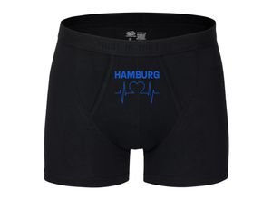 4068859012267 - multifanshop Herren Boxer Short - Hamburg - Herzschlag - Druck blau - Unterwäsche