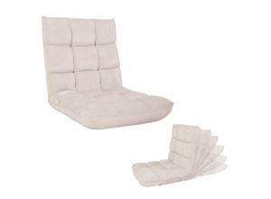 4057651643670 - Bodensessel MCW-N43 Relaxsessel Bodenkissen Klappsessel 6 Relaxpositionen stabiles Gestell Samt ~ creme-grau