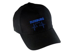 4068859037215 - multifanshop Baseballcap - Duisburg - Herzschlag - Druck blau - Mütze