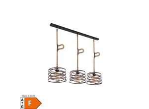 9007371464234 - Pendelleuchte Hanfseil Retro Vintage Wohnzimmer Lampe Industrie Style Pendelleuchte Rustikal Landhaus rostfarben 3x E27 LxBxH 115x28x120 cm