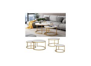 4066731370559 - Couchtisch Montreal Weiß Gold 77 x 40 cm Wohnzimmertisch 2er-Set 4066731370559 - Couchtisch Montreal Weiß Gold 77 x 40 cm Wohnzimmertisch 2er-Set
