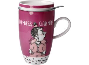 4005169357442 - Tasse GOEBEL Barbara Freundlieb bunt B8cm H14cm Porzellan Metall Trinkgefäße Teetasse mit Deckel und Sieb Barbara Freundlieb - Ich muss gar nix
