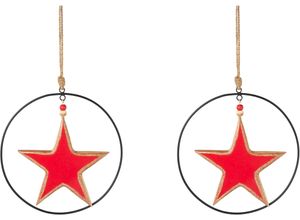 4064118995241 - Dekostern CREATIV DECO Weihnachtsstern Weihnachtsdeko rot rot T100cm Ø2500cm Holzwerkstoff Dekosterne mit Enamel-Lackierung und Metallring Durchmesser Stern 20 cm