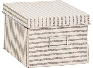 4003368500478 - Aufbewahrungsbox ZELLER PRESENT Stripes Aufbewahrungsboxen Gr Maße(B T H)(21 28 15)(B T H)(21 28 15) beige (natur) Aufbewahrungsbox Ordnungsboxen Aufbewahrungsboxen Pappe