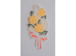 4028298317354 - Fensterbild STICKEREIEN PLAUEN Rosen Fensterbilder Gr B L 15 cm x 31 cm bunt (gelb grün weiß) Fensterdekoration