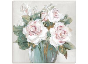4062144701898 - Wandbild ARTLAND Goldener Blumenstrauß Bilder Gr B H 40 cm x 40 cm Leinwandbild Blumenbilder quadratisch 1 St weiß Kunstdrucke als Alubild Leinwandbild Wandaufkleber oder Poster in versch Größen